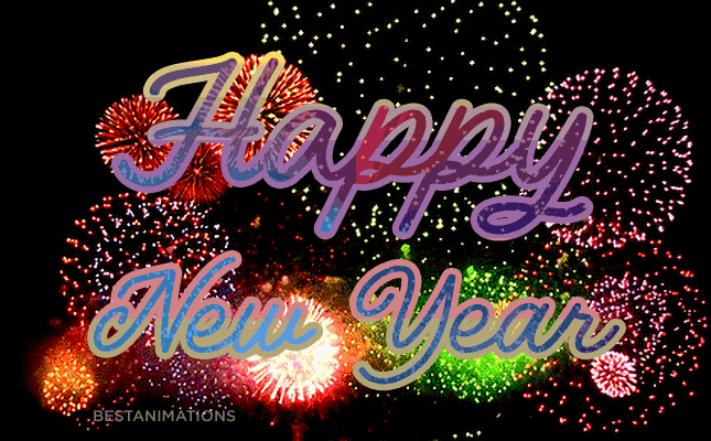 Colorful Fireworks Happy New Year Gif